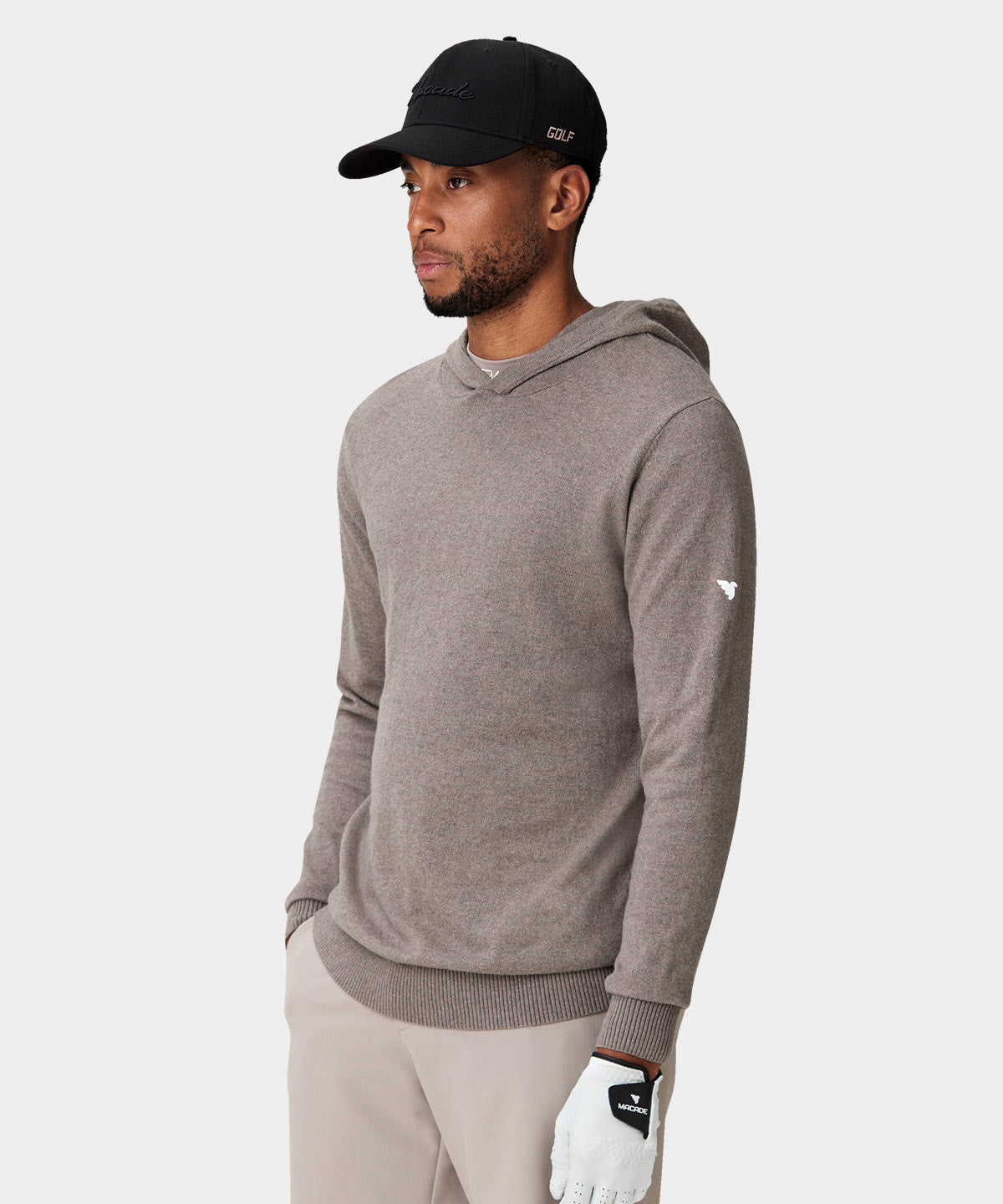 Men's Brown Tech Knit Hoodie - Macade Golf