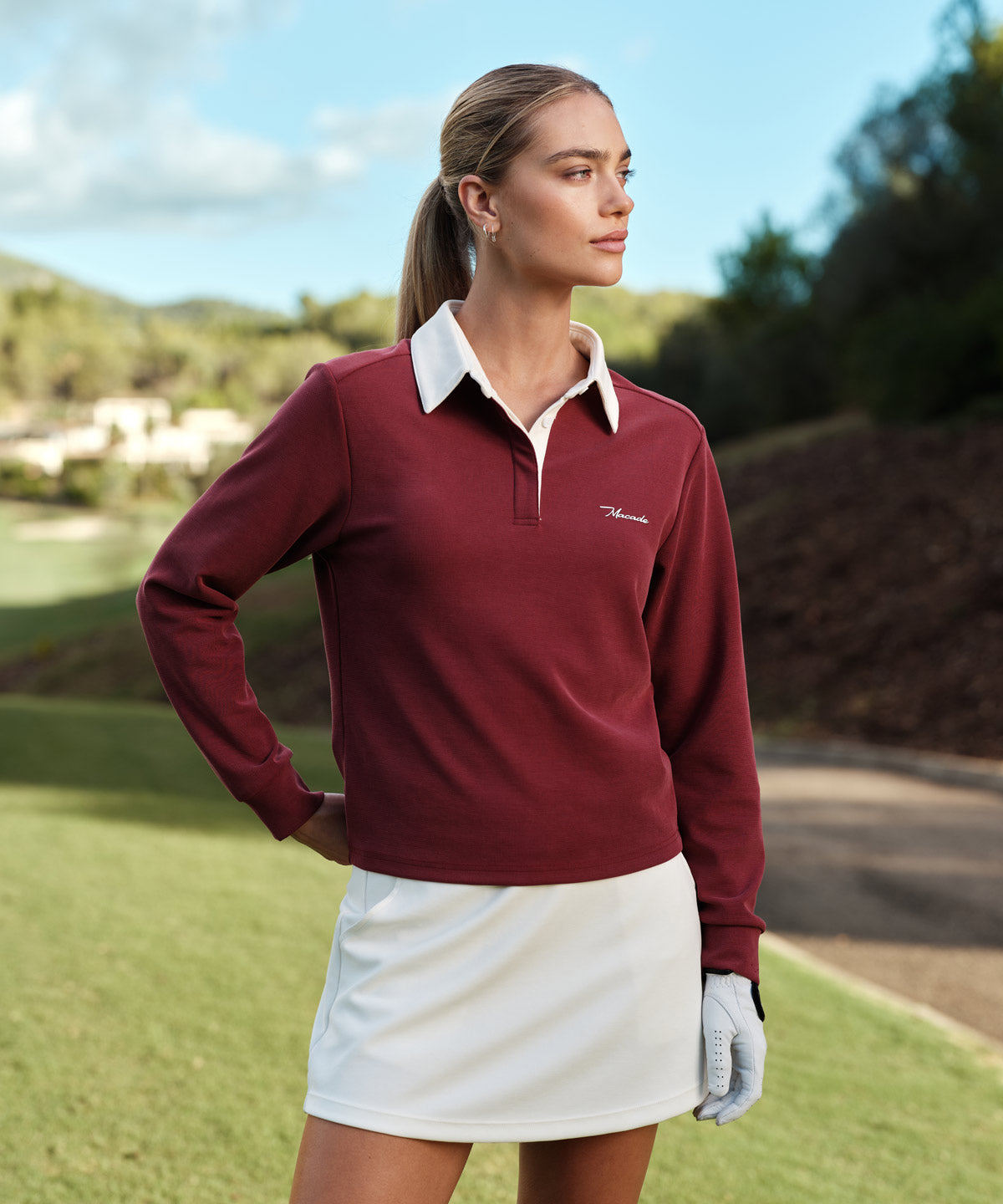 Richie Ruby Red Longsleeve Shirt - Macade Golf